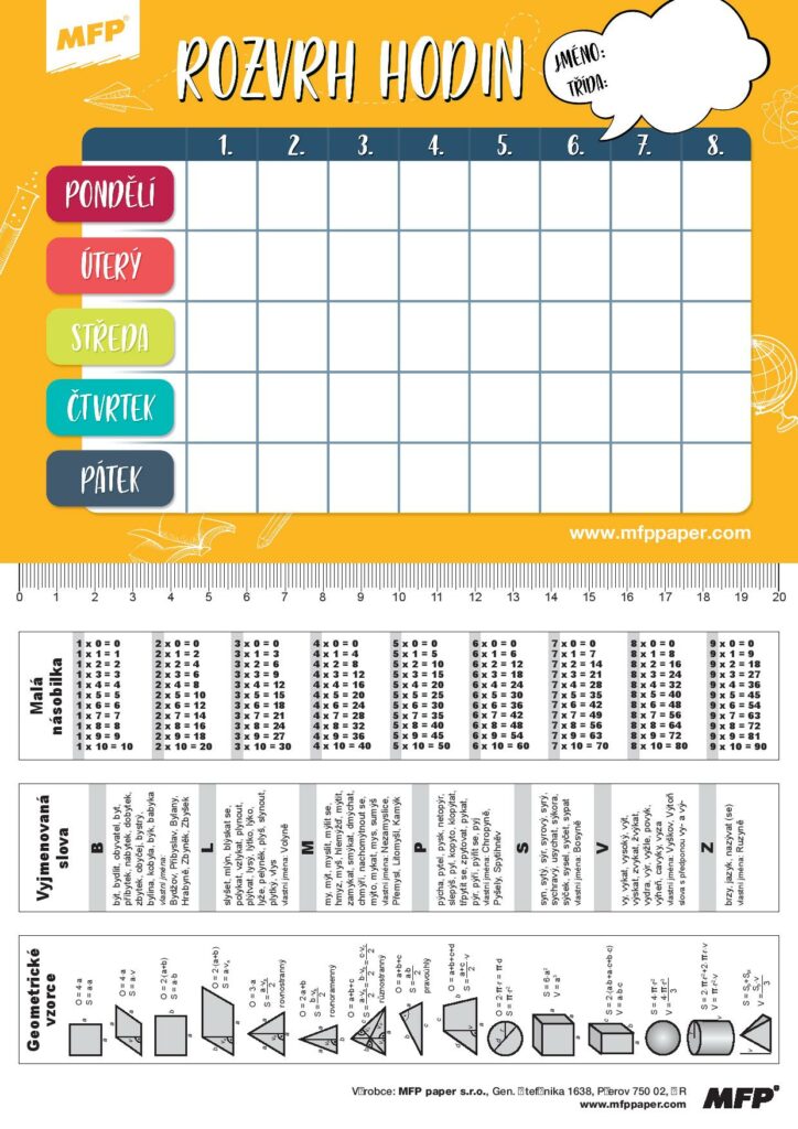 Rozvrh hodin k vytisknutí – MFP Blog