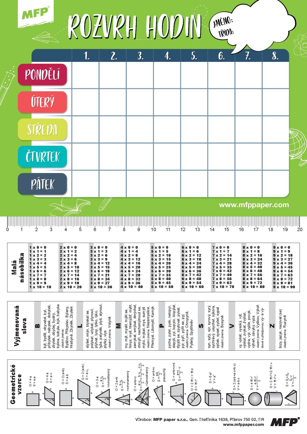 Rozvrh hodin k vytisknutí – MFP Blog